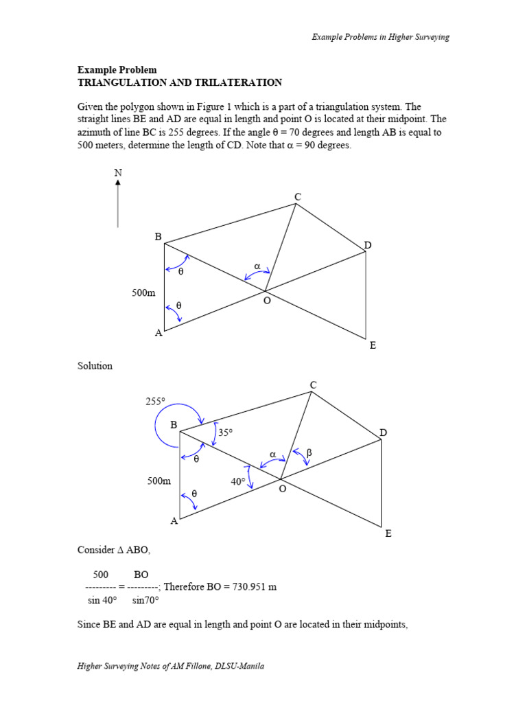 Example Problems in Higher Surveying Exa | PDF