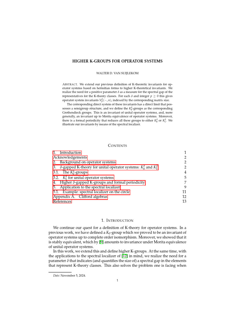 Higher K-Groups For Operator Systems: K K K K | PDF | Mathematical Structures | Algebraic Structures
