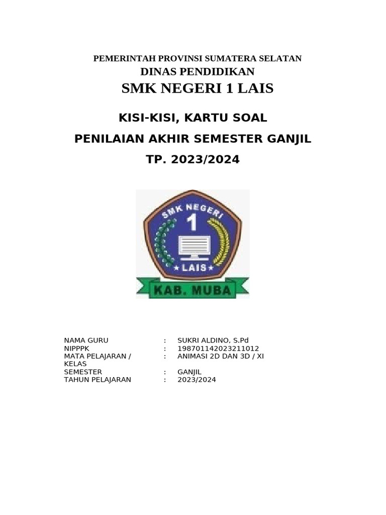 Cover Kisi-Kisi Dan Kartu Soal | PDF