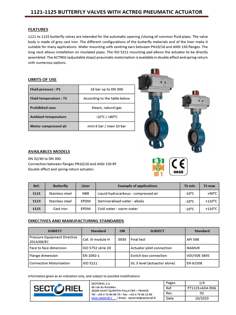 Sectoriel Valve DNS 50-300 | PDF | Valve | Pipe (Fluid Conveyance)