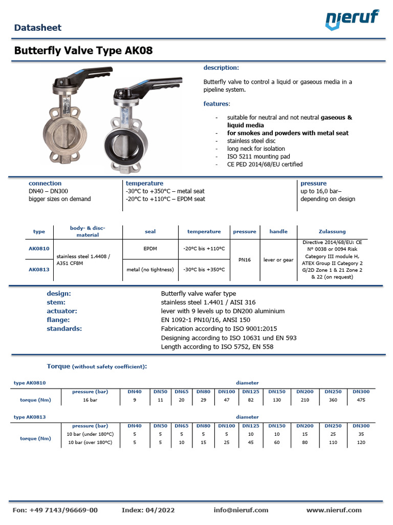 Butterfly-valve-AK08 | PDF | Valve | Mechanical Engineering