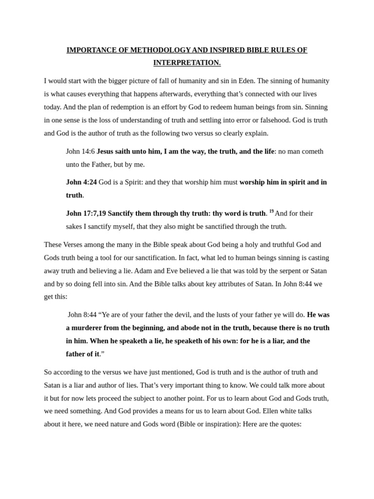 Importance of Methodology and Inspired Bible Rules of Interpretation.2 ...
