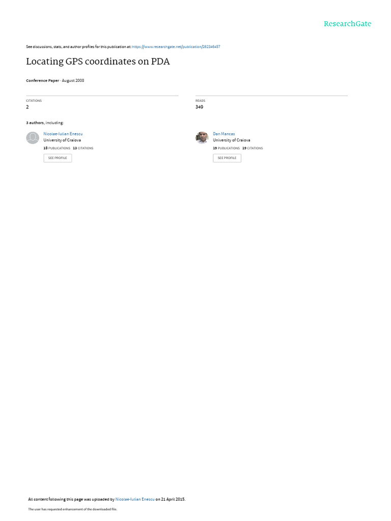Locating GPS Coordinates On PDA | PDF | Area | Global Positioning System