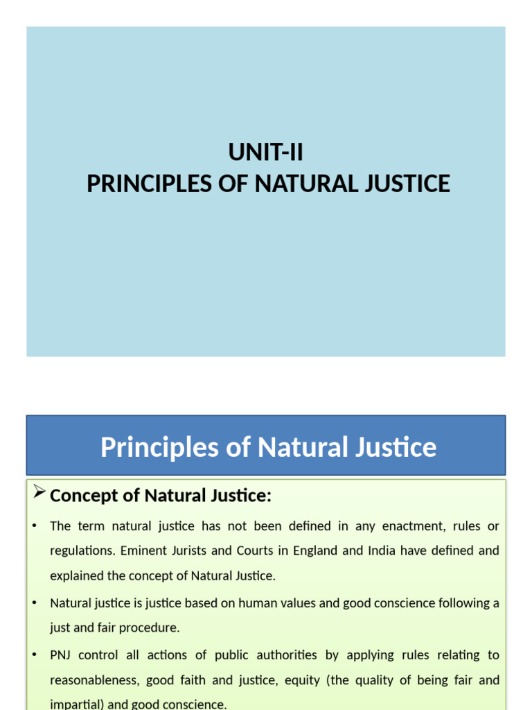 Unit - 2 Principles of Natural Justice Slides For Class | PDF | Justice | Crime & Violence