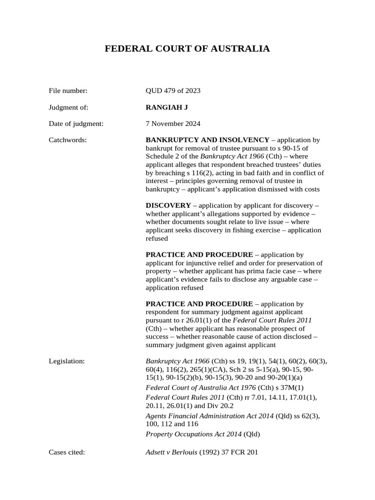 2024FCA1274 | PDF | Bankruptcy | Judgment (Law)