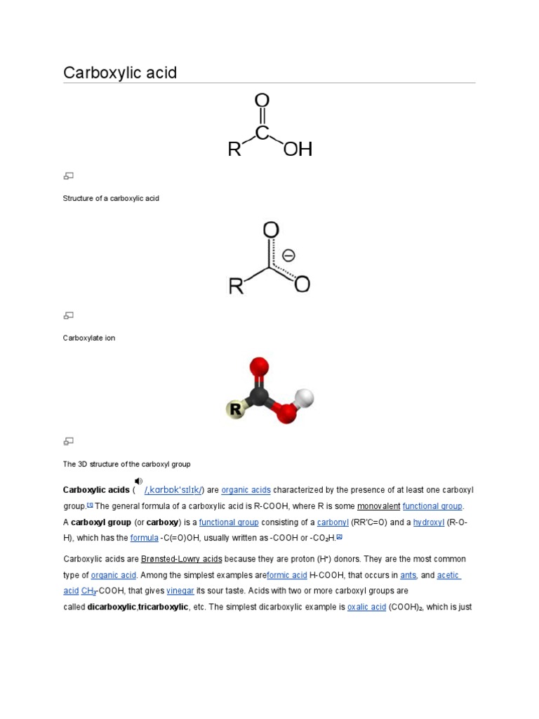 Structure of A Carboxylic Acid | PDF | Carboxylic Acid | Organic Chemistry