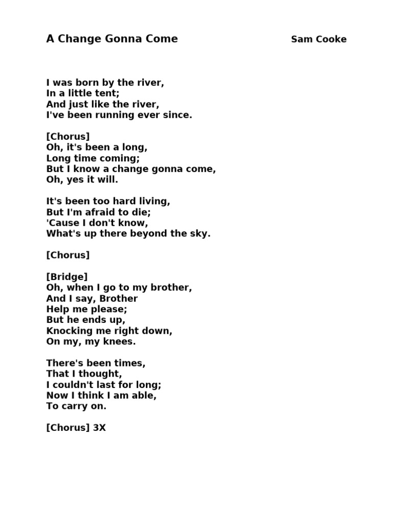 A Change Is Gonna Come (Sam Cooke) | PDF