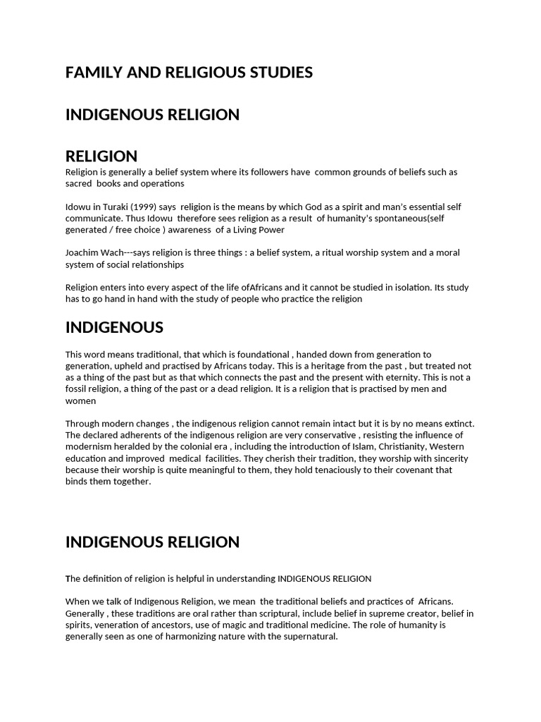 Family and Religious Studies | PDF | God | Transcendence (Religion)