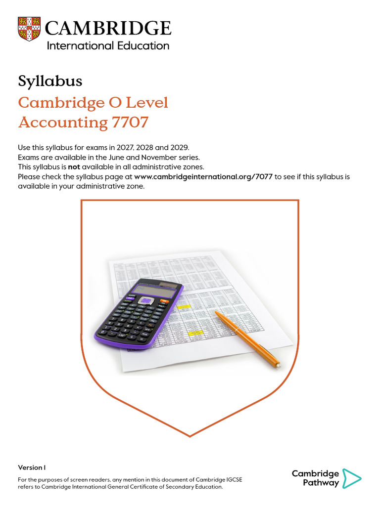 Cambridge O Level Accounting 7707 Syllabus | PDF | Bookkeeping | Debits ...