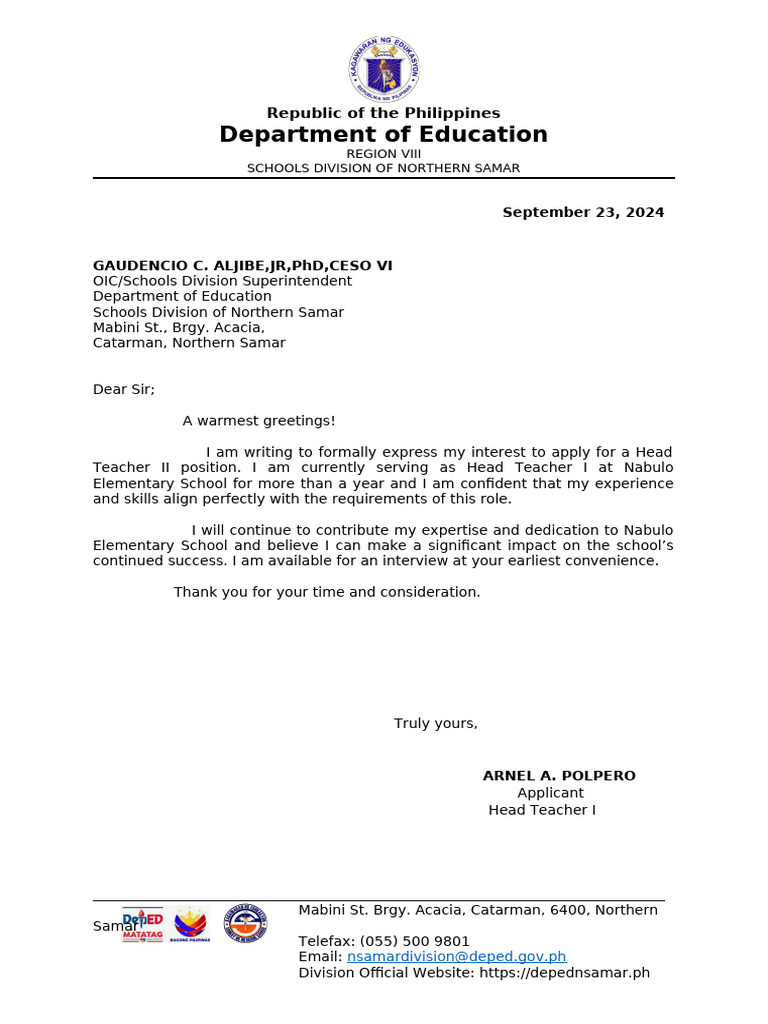 APPLICATION LETTER | PDF