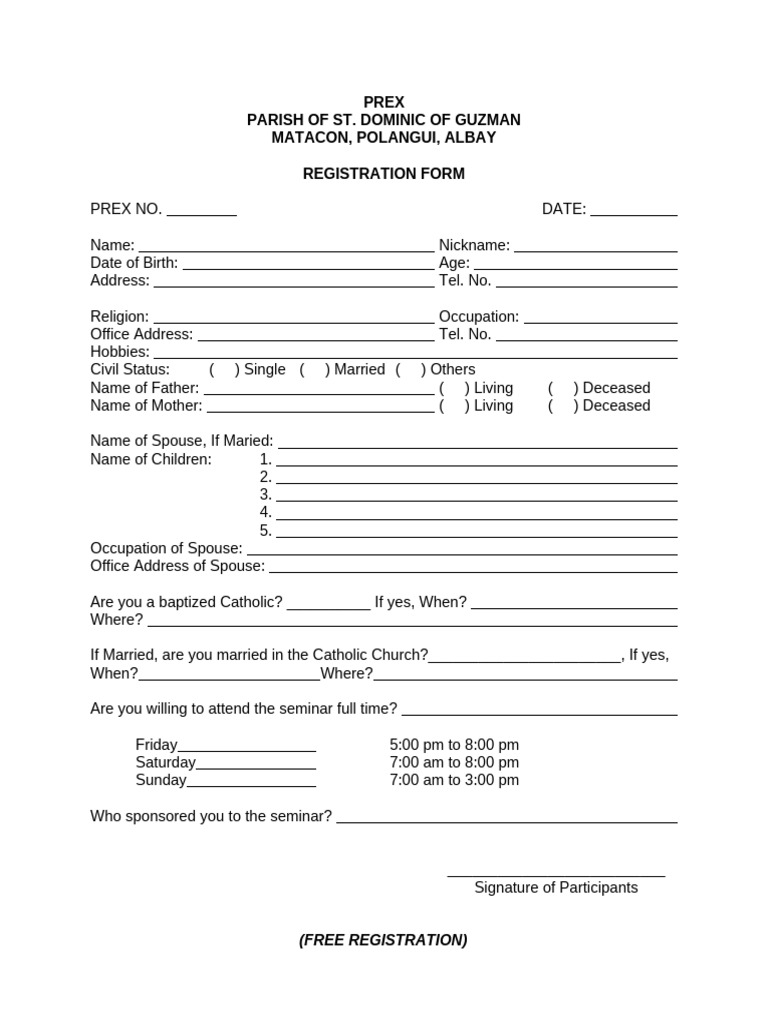 Prex Registration Form | PDF