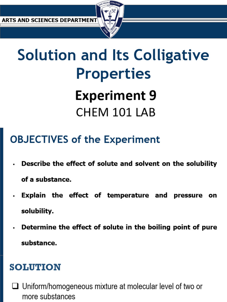 EXPERIMENT 10 (Solution and Its Colligative Properties) | PDF ...