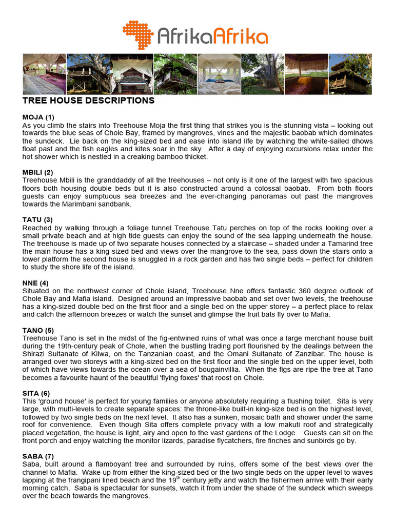 Unique Treehouse Retreats in Chole Bay | PDF