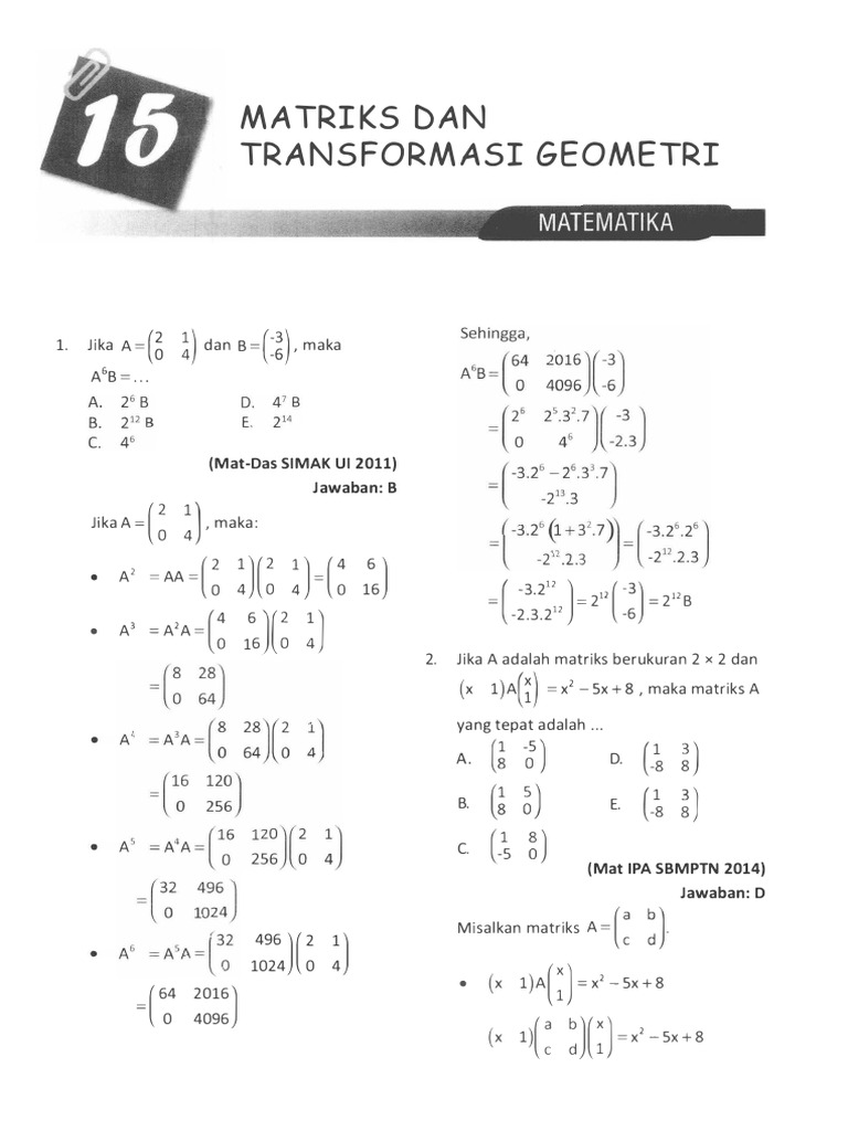 Matriks & Transformasi Geometri | PDF