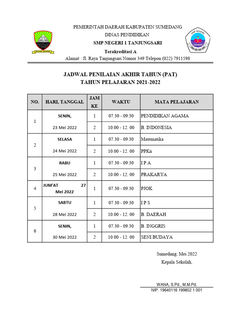 Jadwal Pat 2022 | PDF