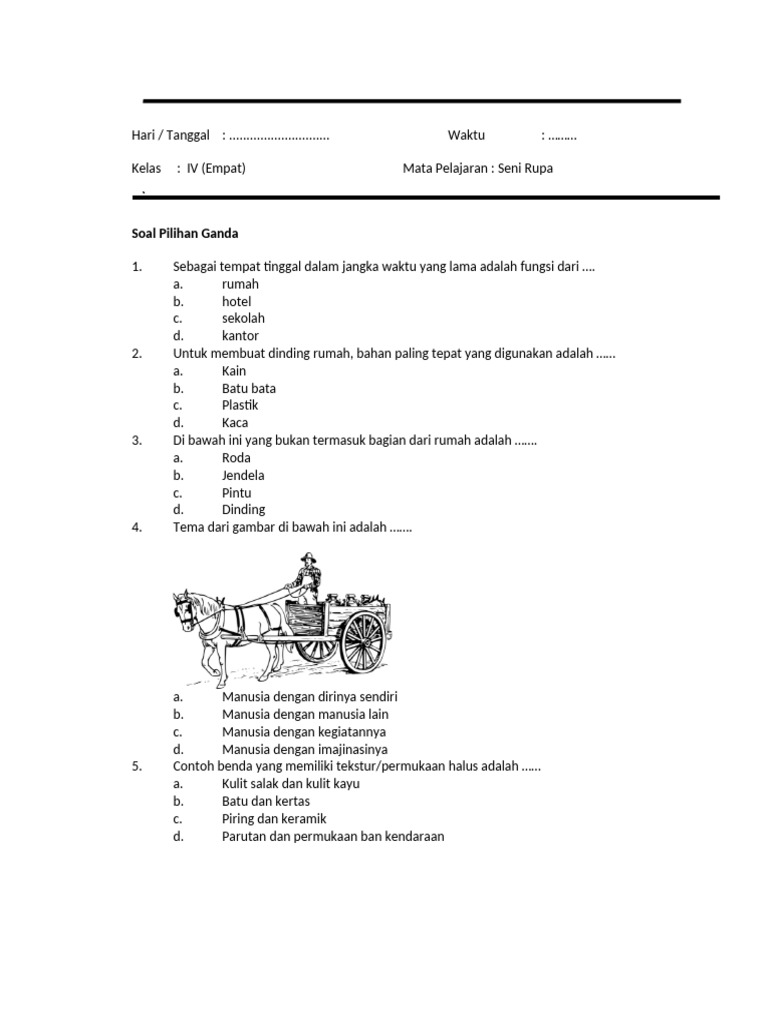 Print SOAL STS SENI RUPA KLS 4 | PDF