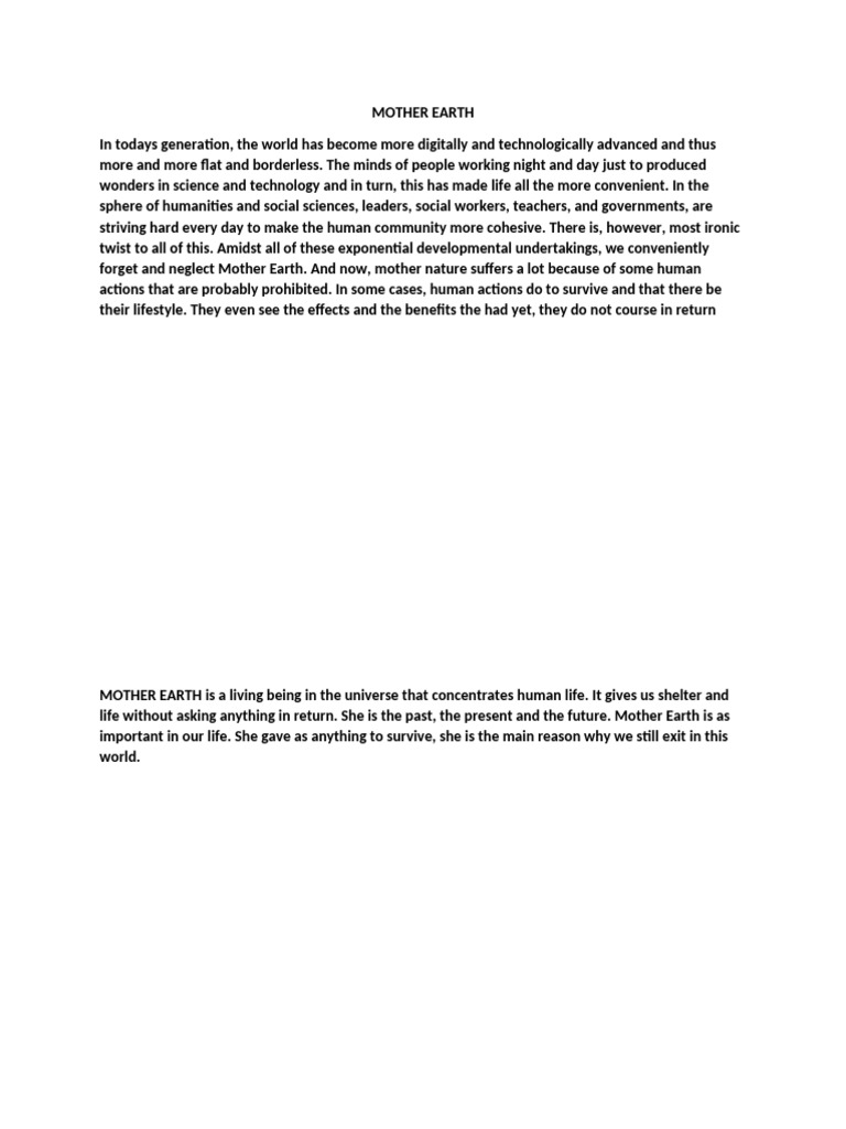 The Importance of Mother Earth Today | PDF