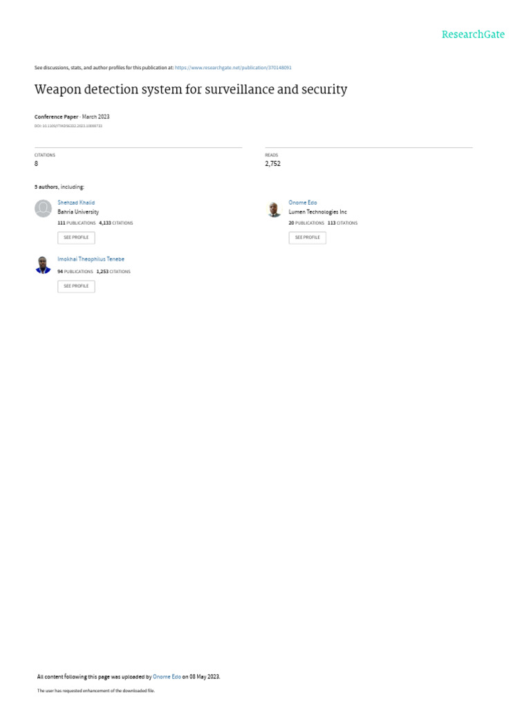 Weapon Detection System For Surveillance and Security | PDF | Image ...