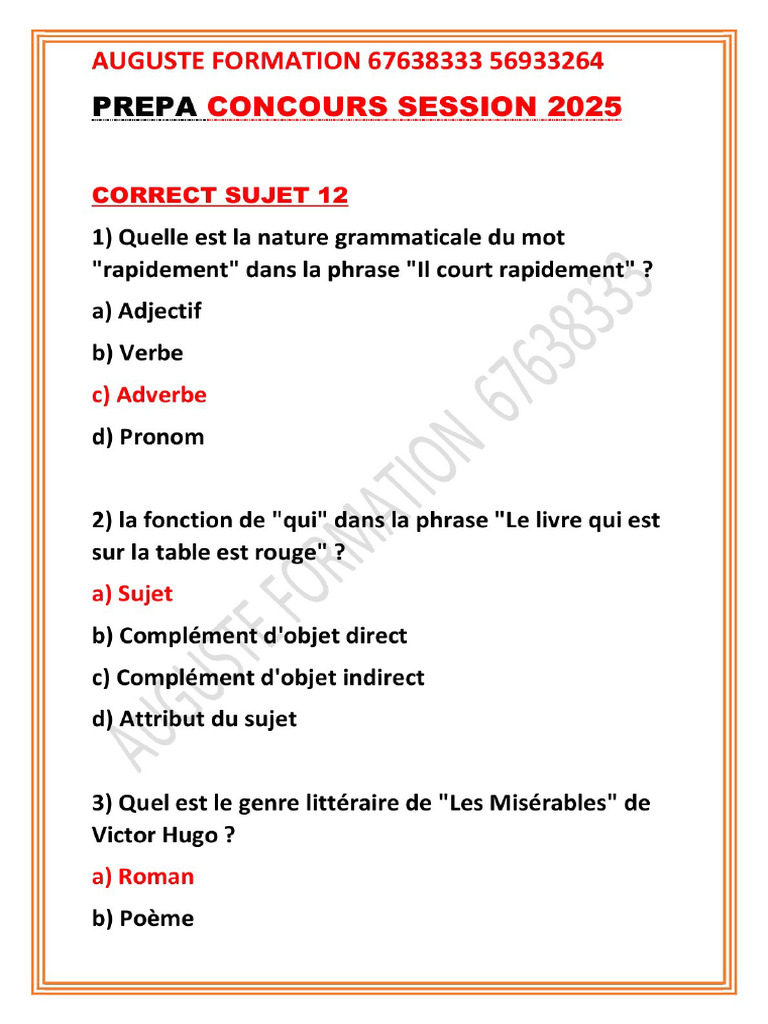 Correc Sujet 12 | PDF