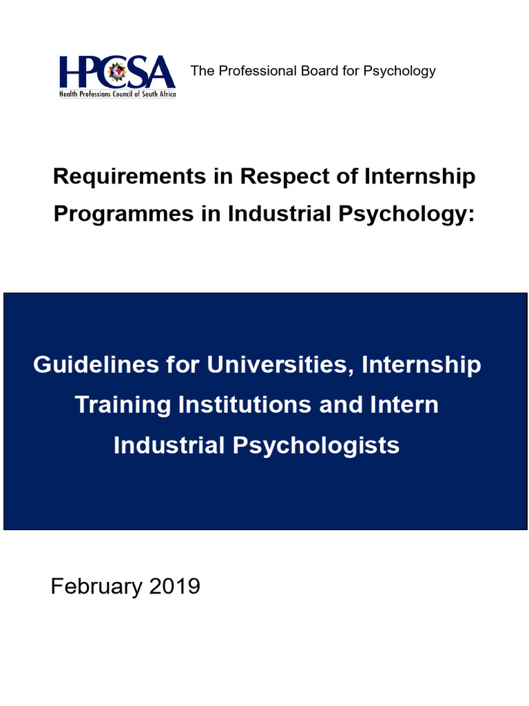 HPCSA Industrial Psychology Internship Guidelines | PDF | Industrial ...