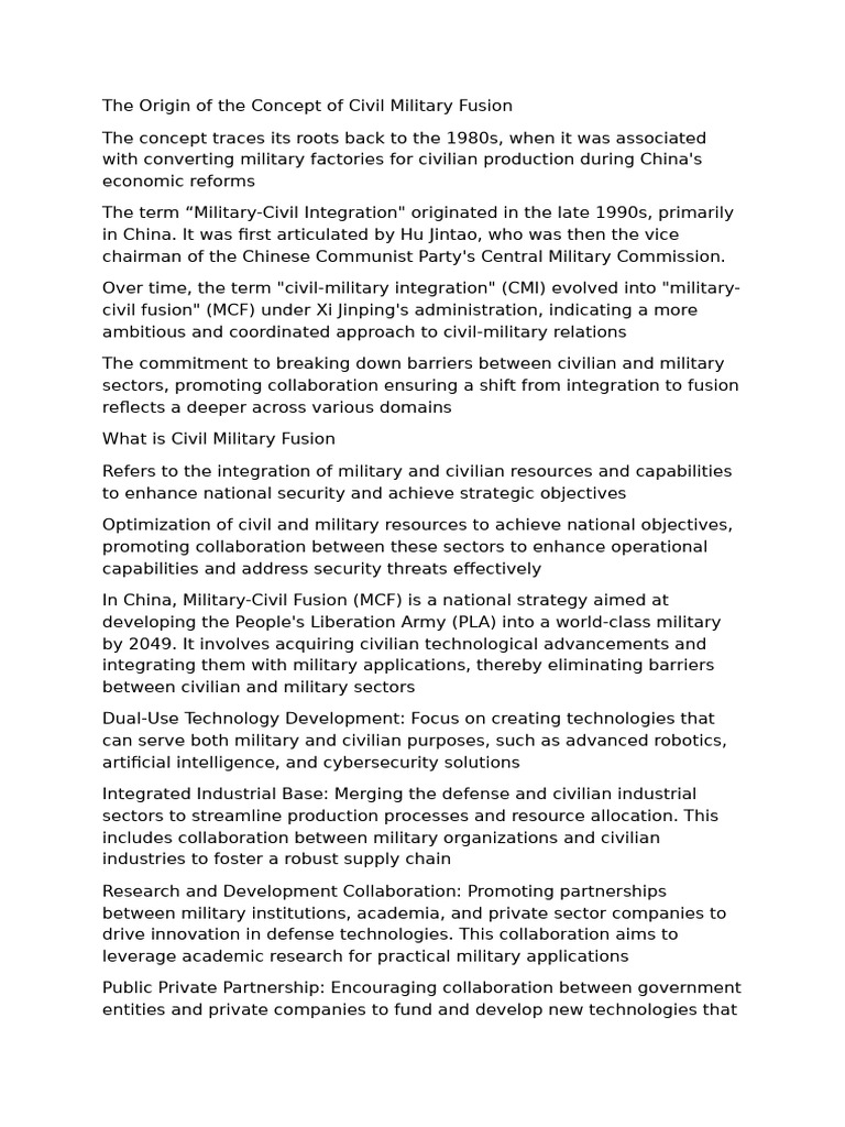Civil Miltary Fusion | PDF