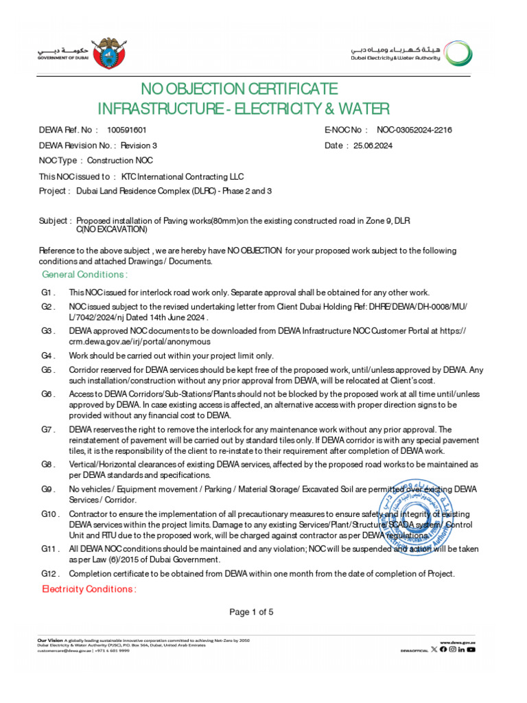 Dewa Approved Cnoc & Drawings | PDF | Road | Concrete