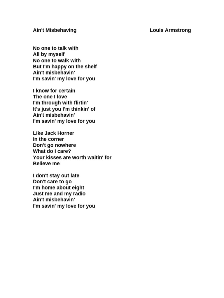 Ain't Misbehaving (Louis Armstrong) | PDF | Mystery, Thriller & Crime Fiction | Poetry