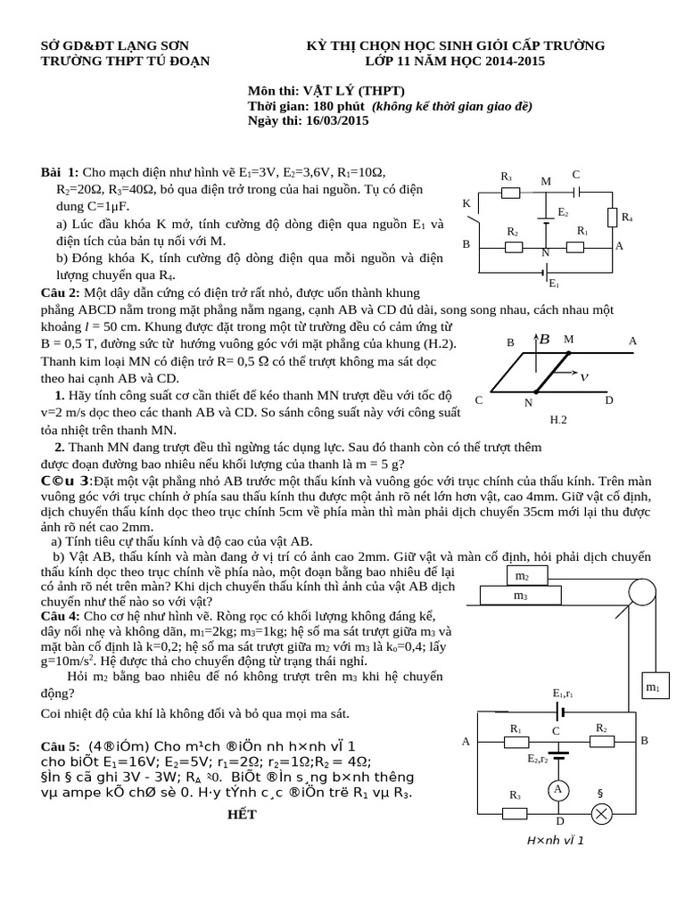 De Thi HSG Vat Ly 11 Lang Son | PDF