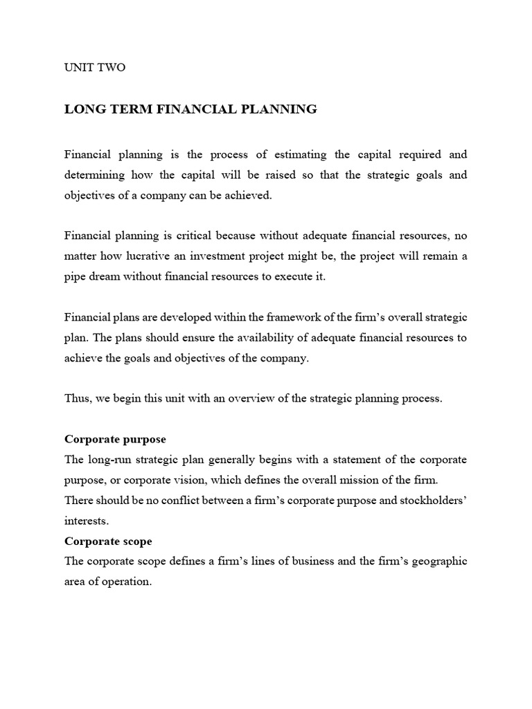 Chapter - Two - Notes. Longterm Financial Planning | PDF | Dividend ...