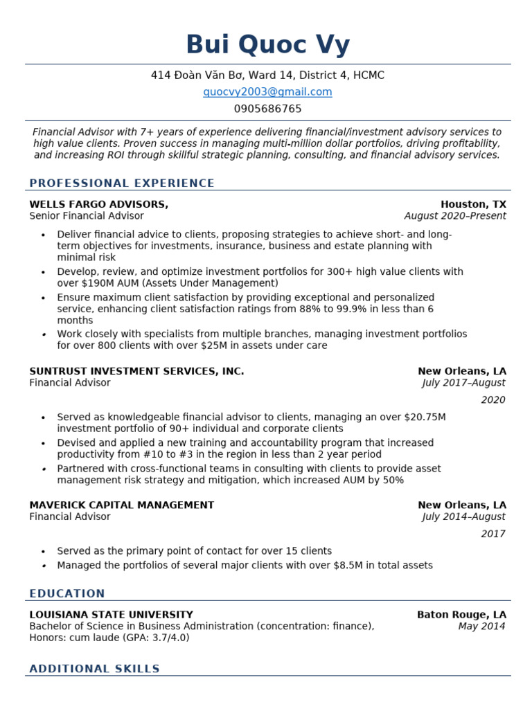 Chicago Basic Simple Resume Template Blue | PDF | Résumé | Economies
