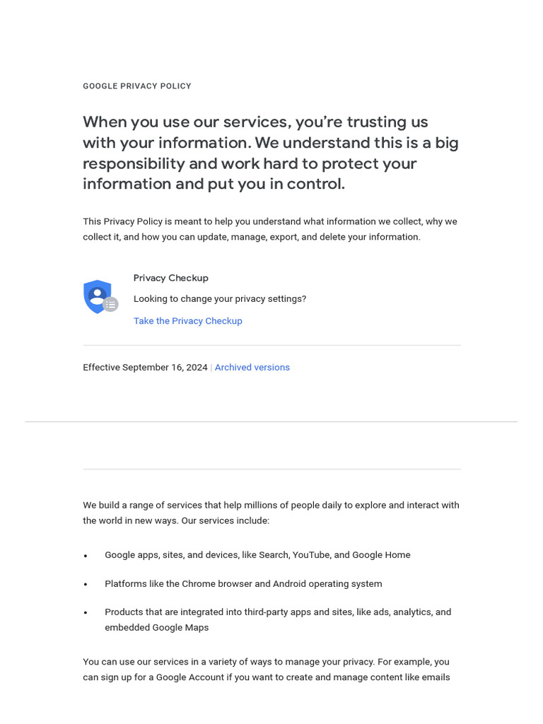 Google Privacy Policy en Us | PDF | Http Cookie | Mobile App