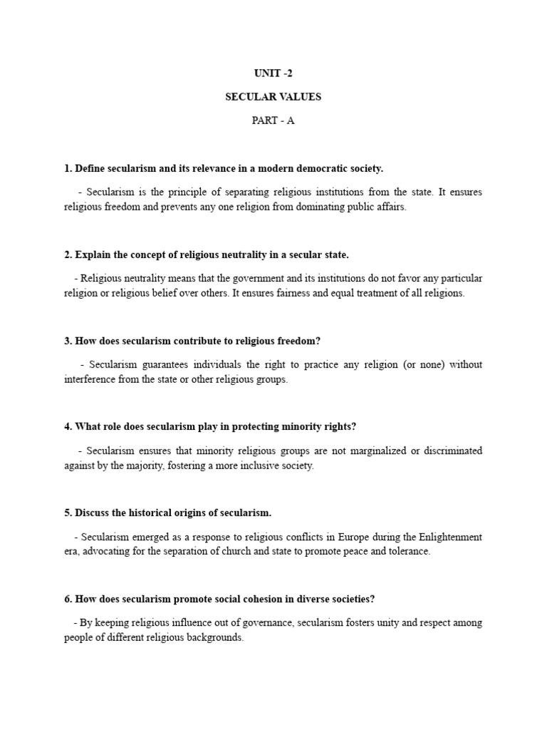 Unit-Ii 2marks - 13marks | PDF | Secularism | Discrimination