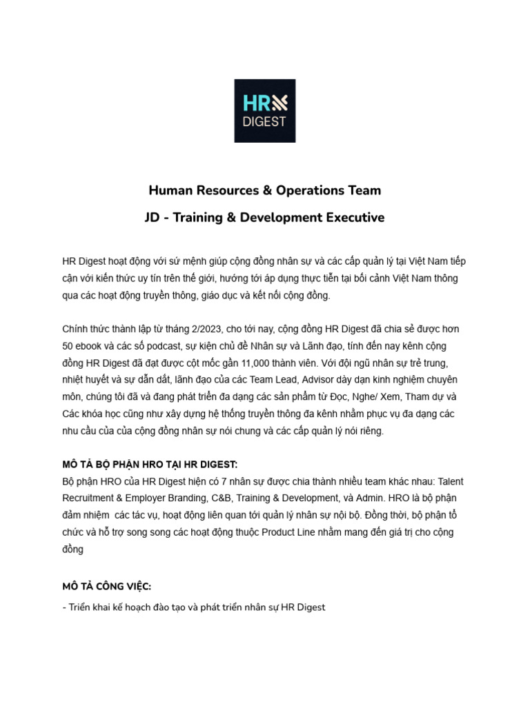 JD - HRO - HRO Executive TD | PDF