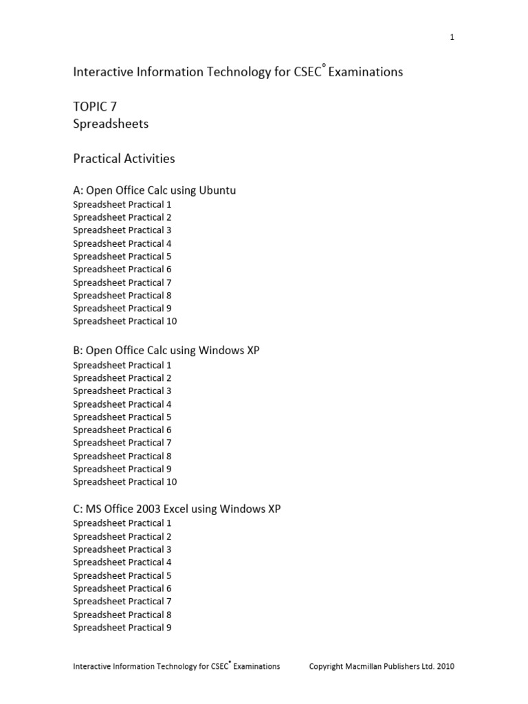 CXC - IT - PDF5 Edited - Swan, Bob - 001544 | PDF | Spreadsheet ...