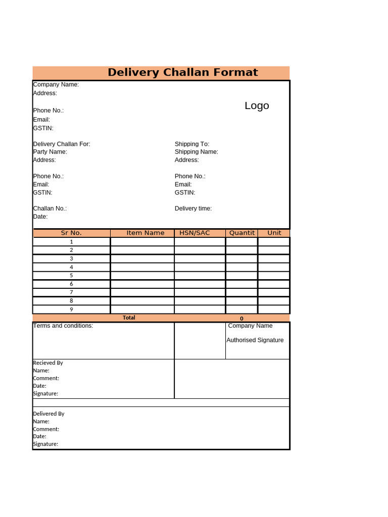 RGP Challan Format in Word | PDF