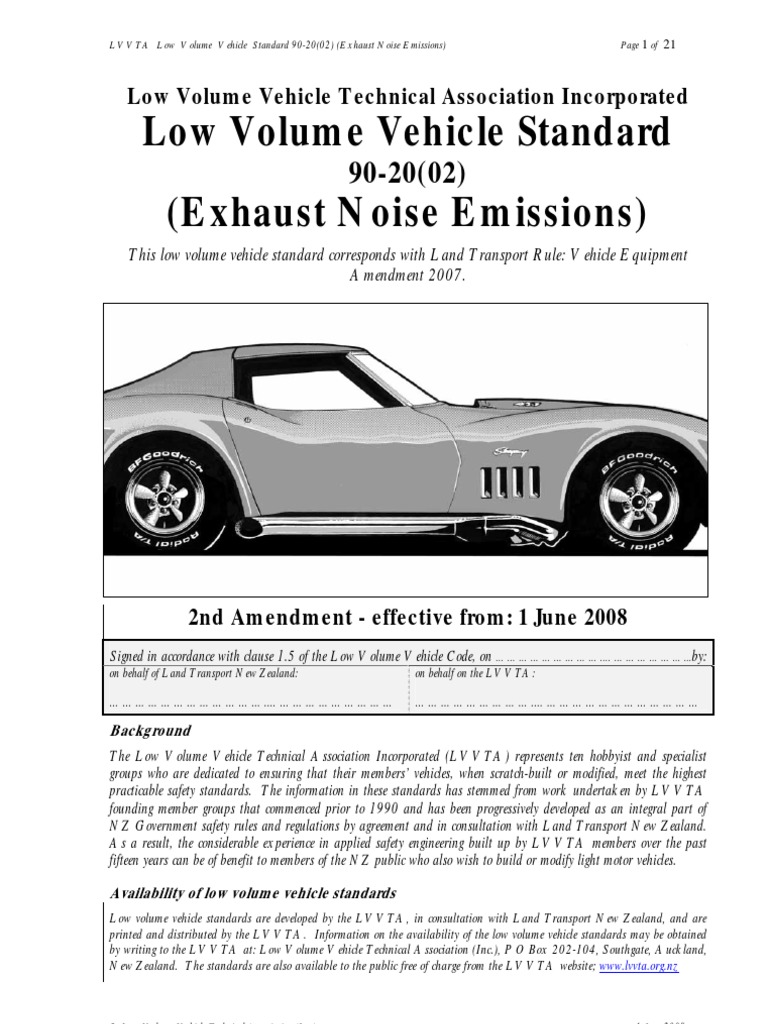 Low Volume Vehicle Standard (Exhaust Noise Emissions) | PDF | Internal ...