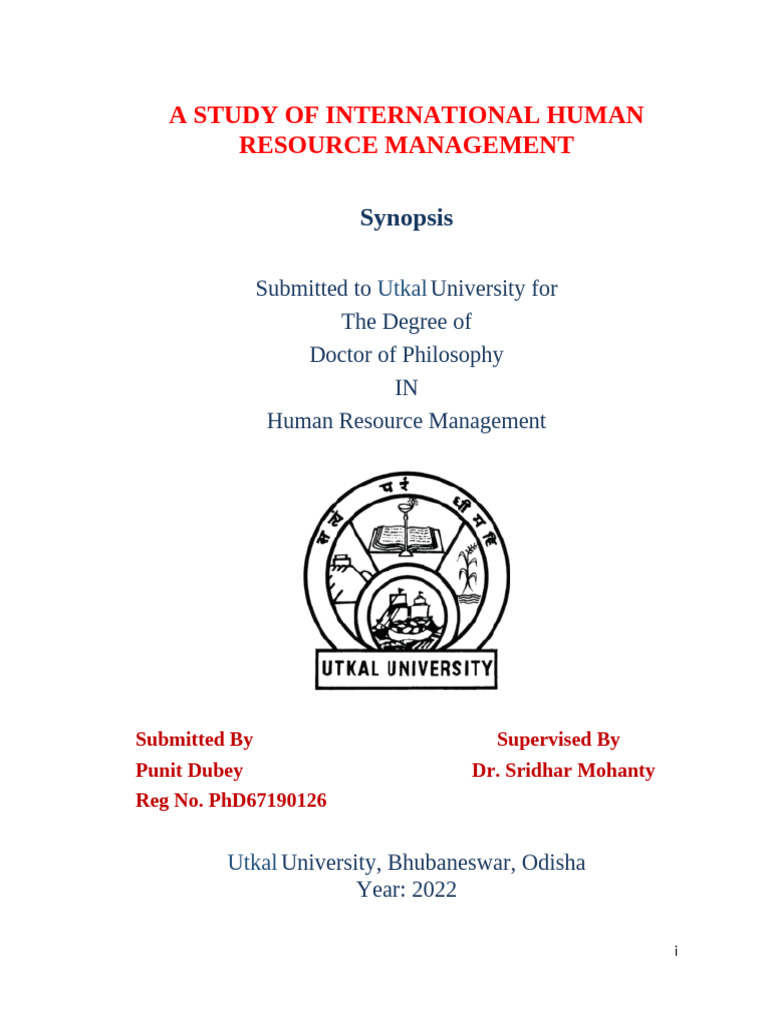 PhD. Punit - Synopsis | PDF | Human Resource Management | Doctor Of ...