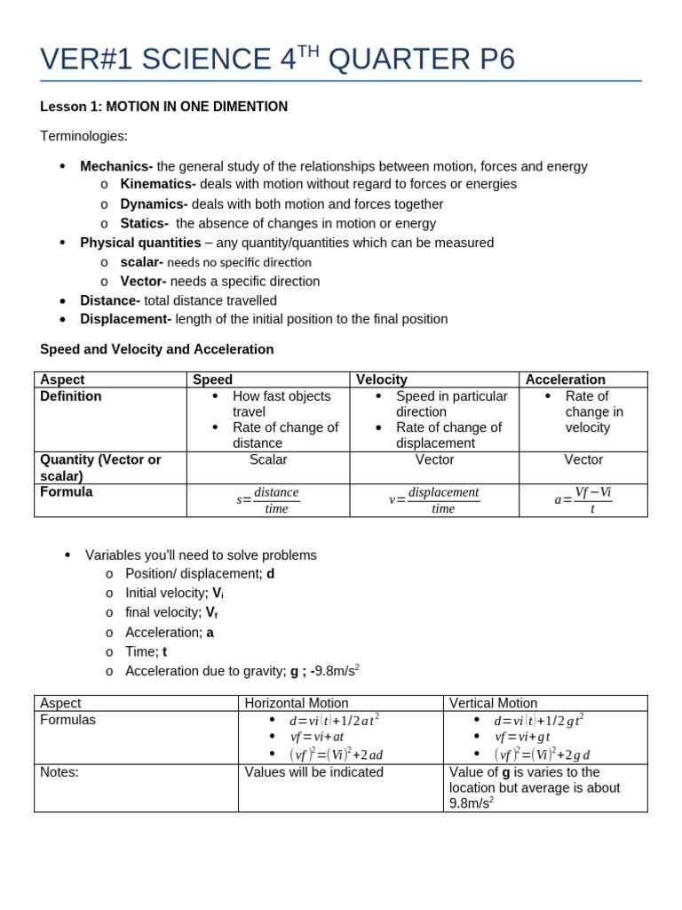 SCI-Q4-P6-ver1 | PDF | Classical Mechanics | Space