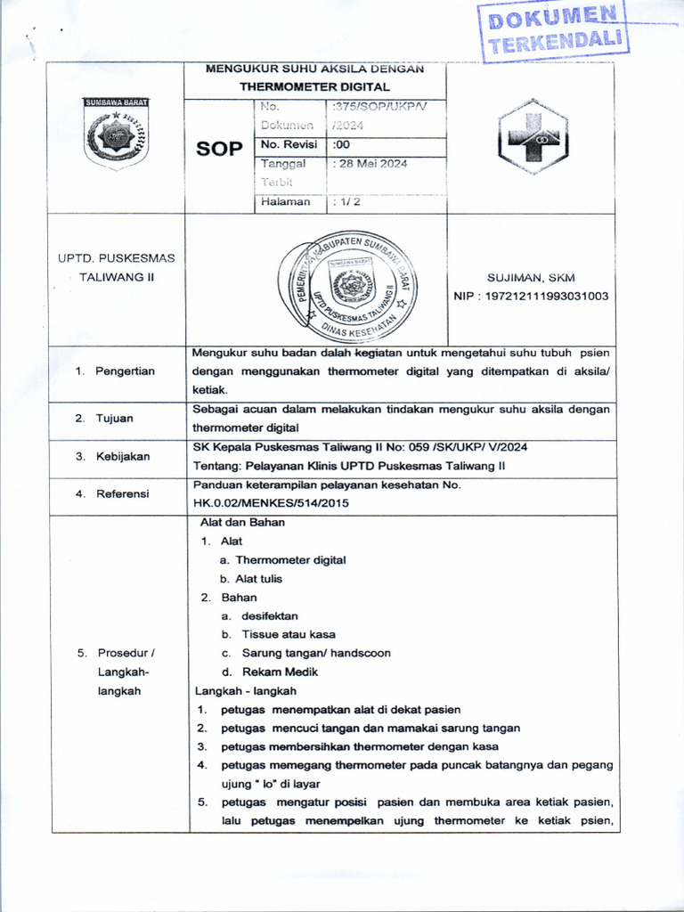 Mengukur Suhu Aksila dengan Termometer | PDF