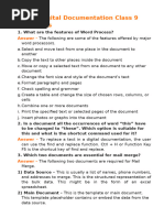 Class 9 Digital Documentation Solutions | PDF | Word Processor | Microsoft Word