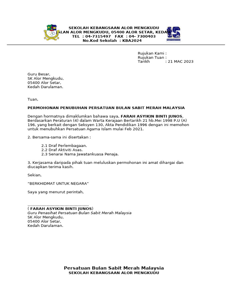 3.1 Contoh-Surat-Mohon-Penubuhan-Kelab BBSM | PDF