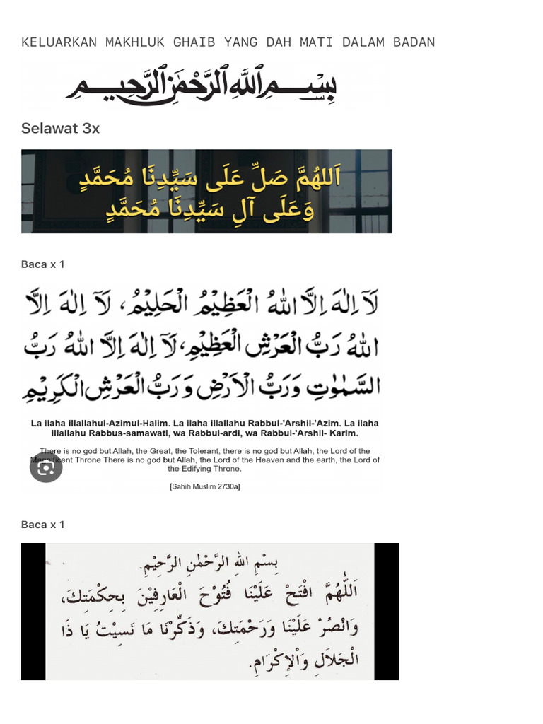 Keluarkan Makhluk Ghaib Yang Dah Mati Dalam Badan | PDF