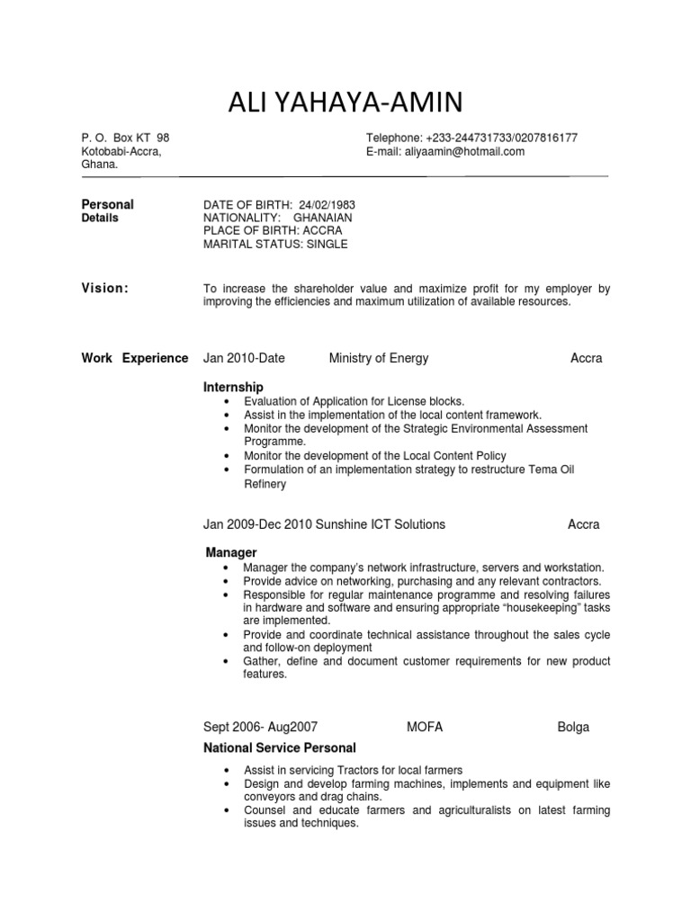CV Job (Ali Yahaya Amin | PDF | Ghana | Engineering