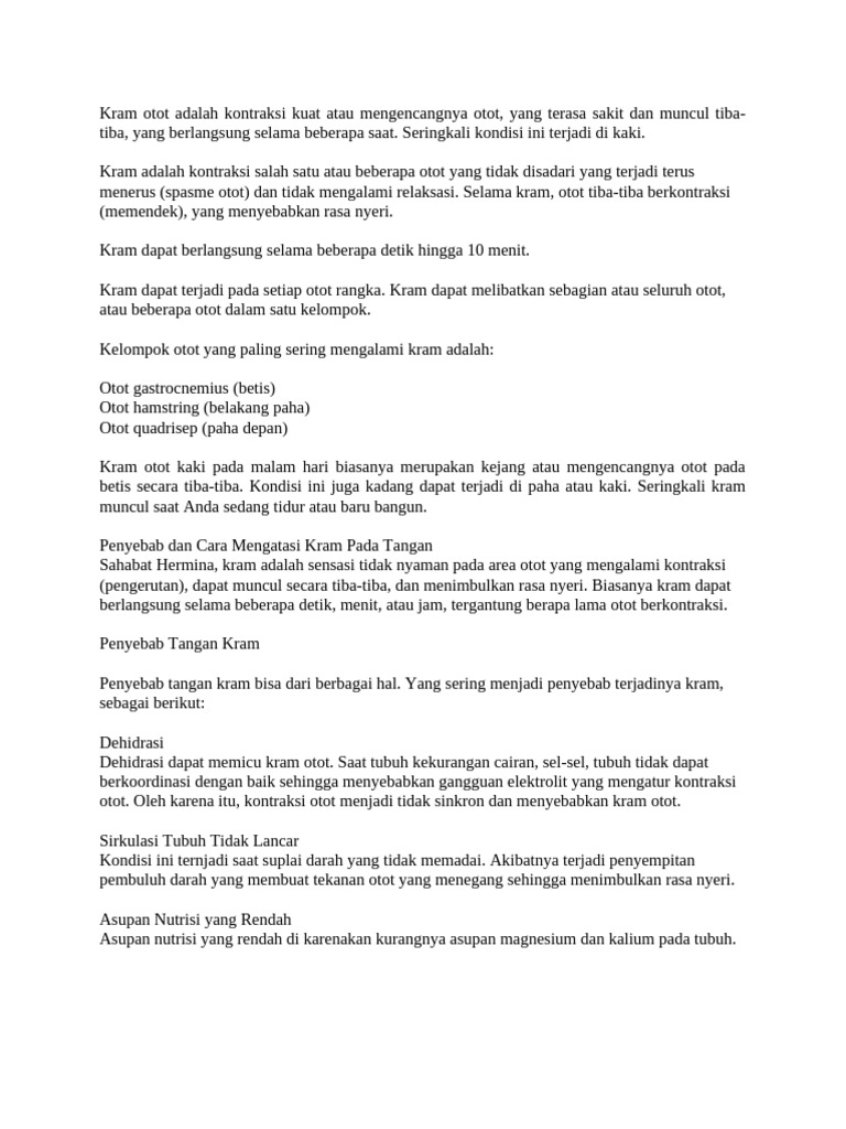 Penyebab dan Cara Mengatasi Kram Otot | PDF | Kesehatan Holistik