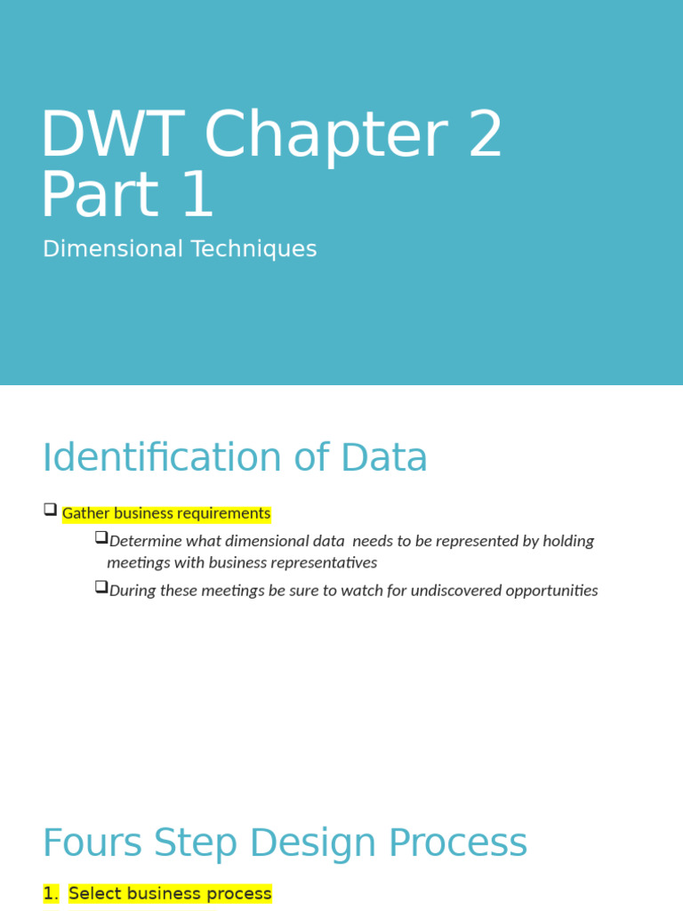 DWT Chapter 2 Part 1 | PDF | Data Management | Information Technology ...