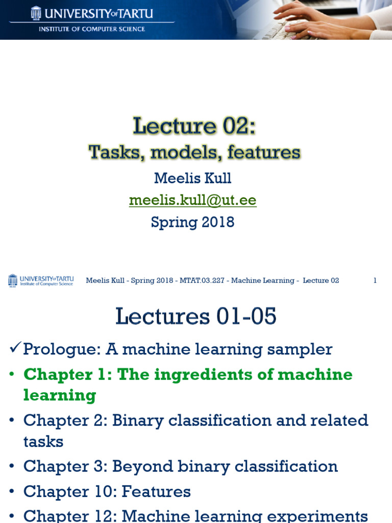 Machine Learning Lecture 02 Overview | PDF | Machine Learning | Statistical Classification
