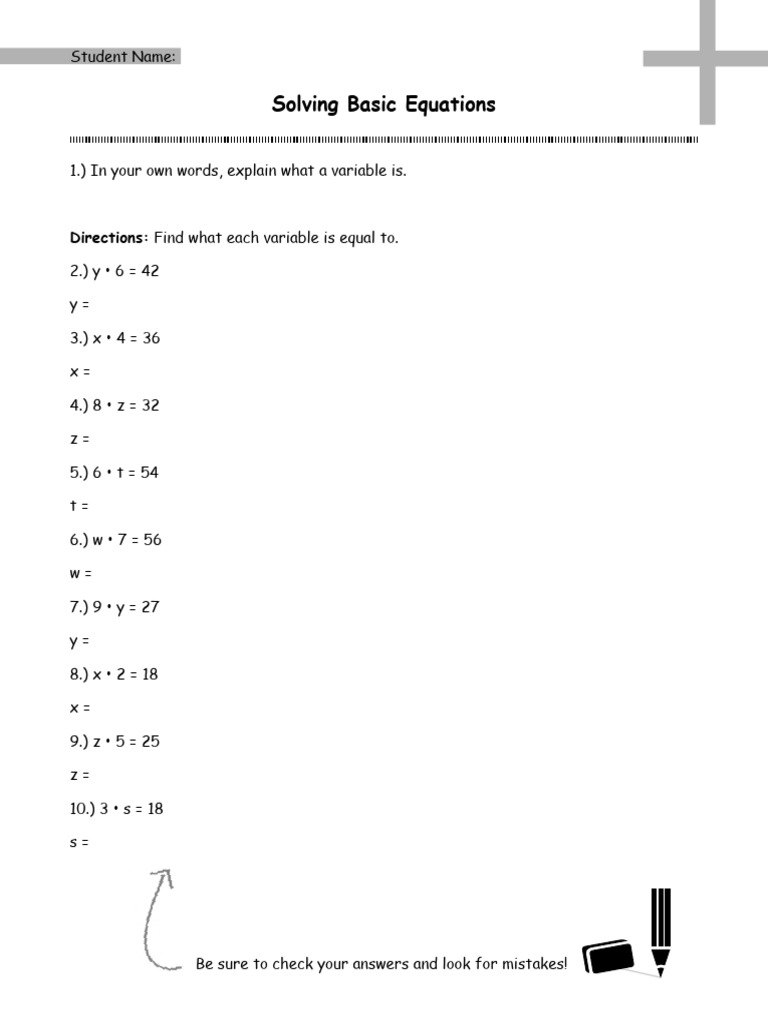 Solving Equations Practice | PDF | Language Arts & Discipline