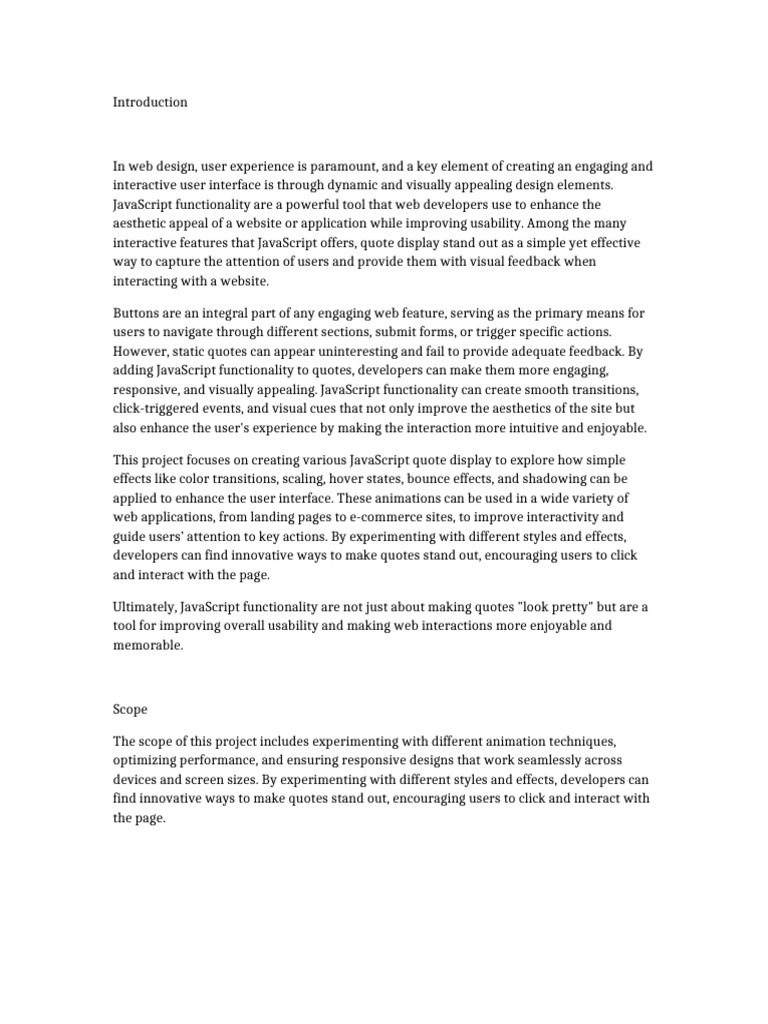 Random Quote Generator Project Pdf Java Script Websites