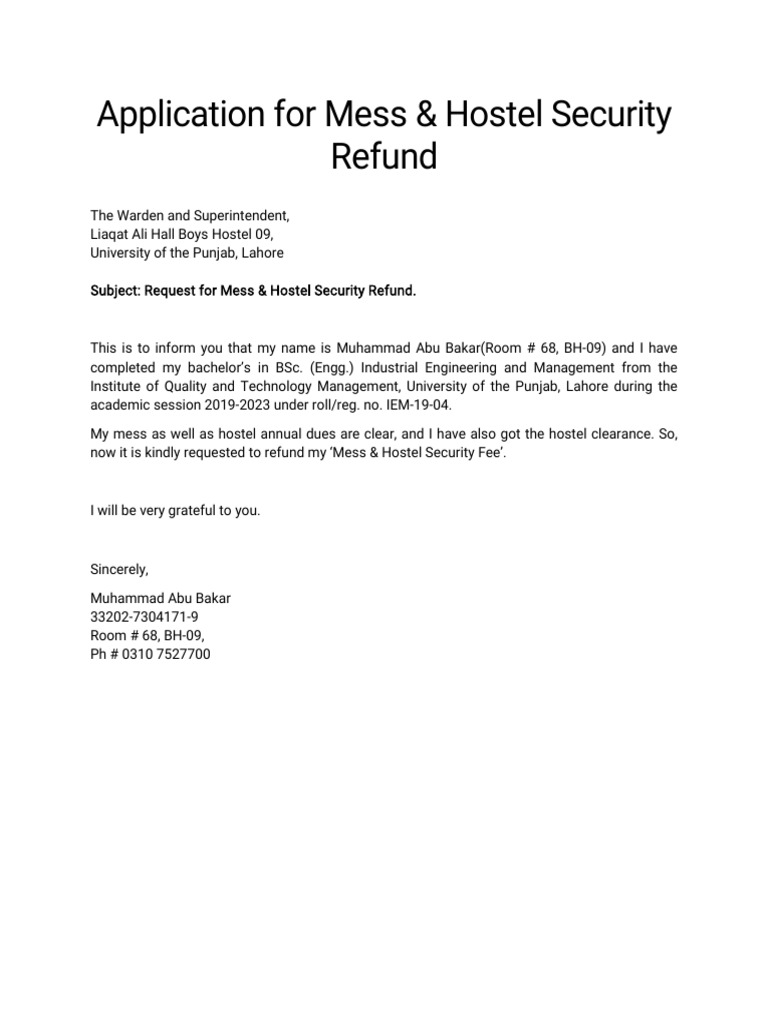 Security Refund Application | PDF | Technology & Engineering