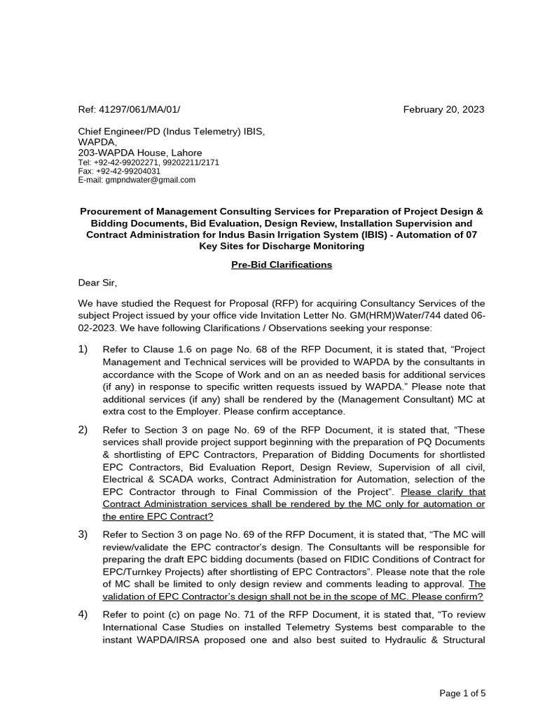 Comments & Quarries by Nespak | PDF | Request For Proposal | Business